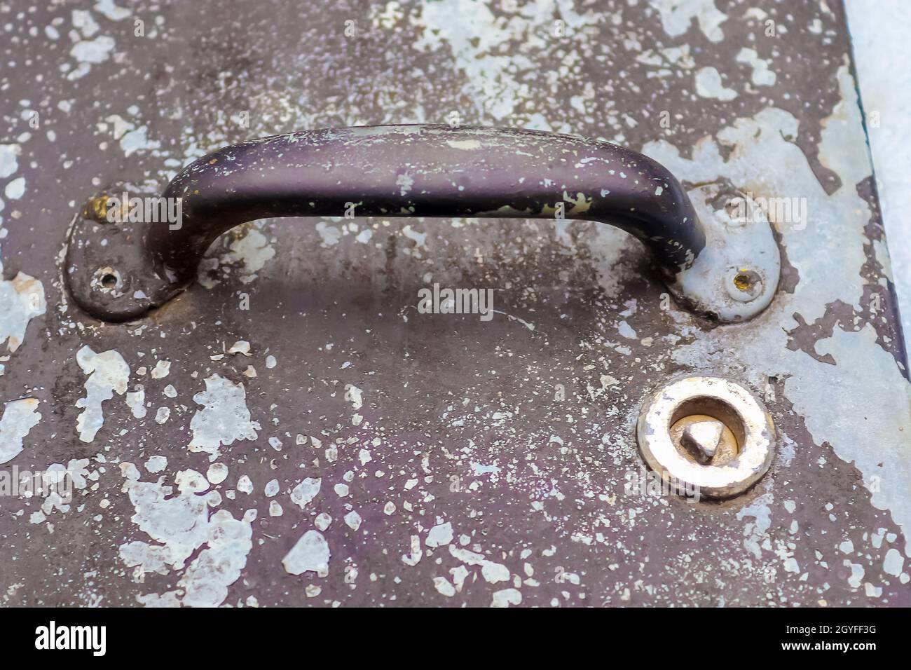 Metallic cover of a big trash can with a handle Stock Photo - Alamy