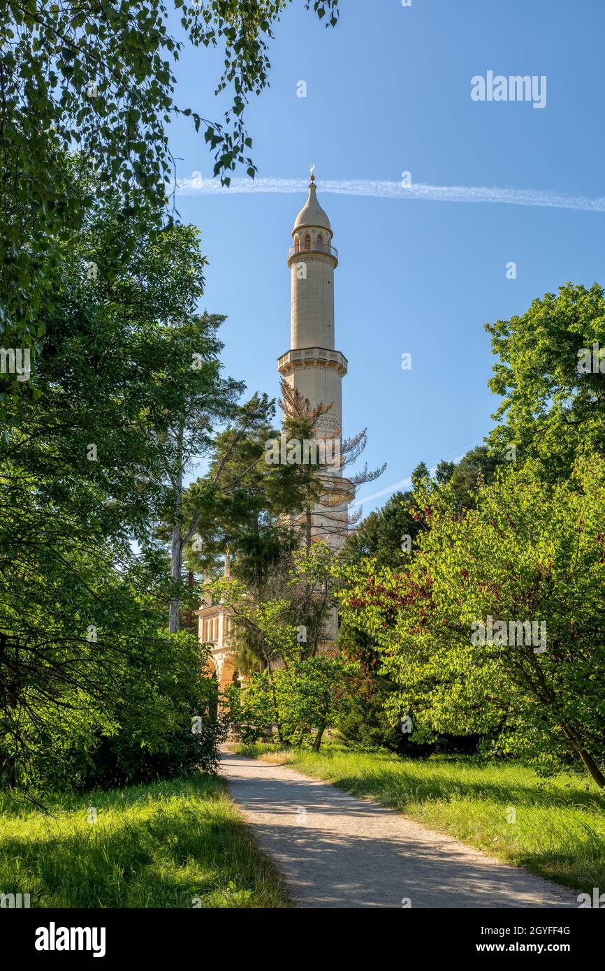 Minaret in Valtice Lednice area, In lednice castle park, Czech Republic ...