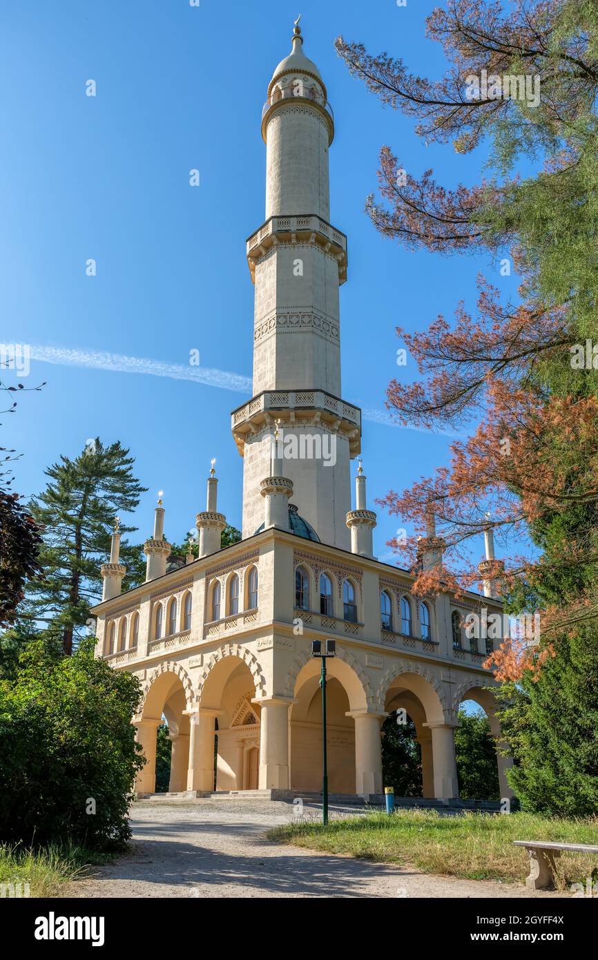 Minaret in Valtice Lednice area, In lednice castle park, Czech Republic ...