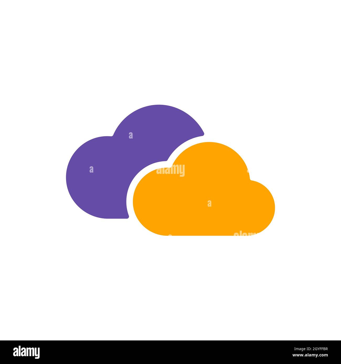 Two clouds vector glyph icon. Meteorology sign. Graph symbol for travel ...