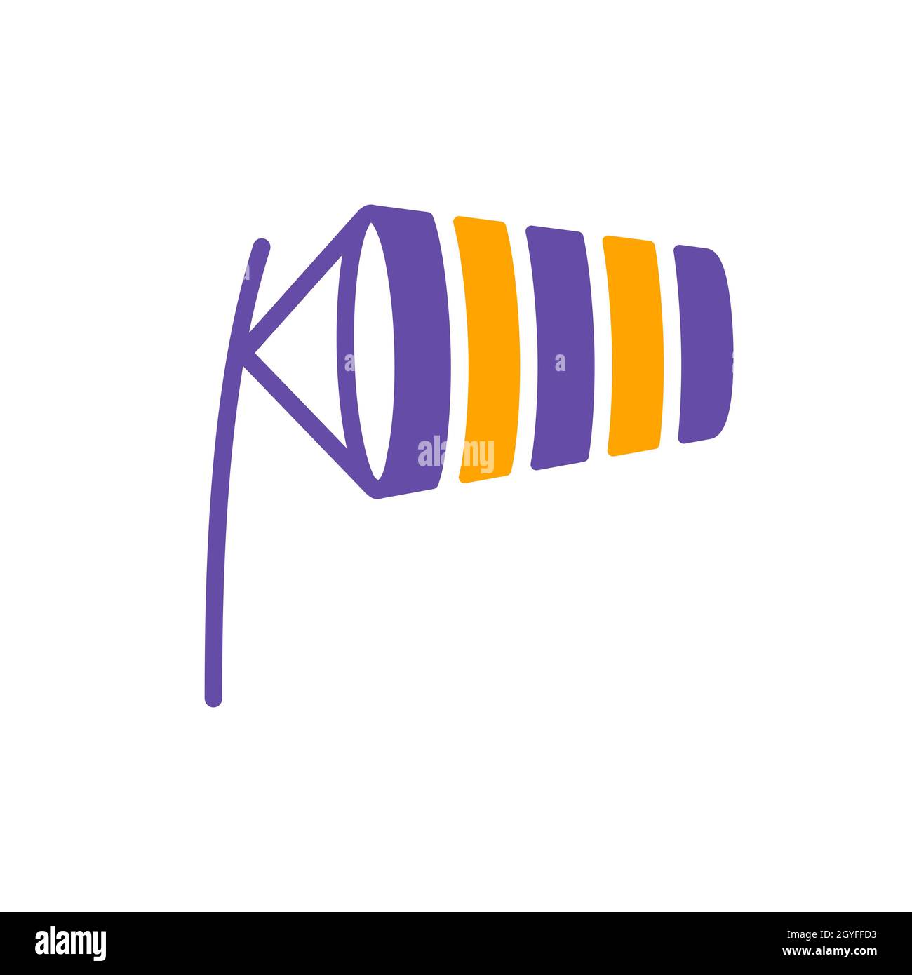 Windsocks inflated by wind at the airport runway vector glyph icon ...