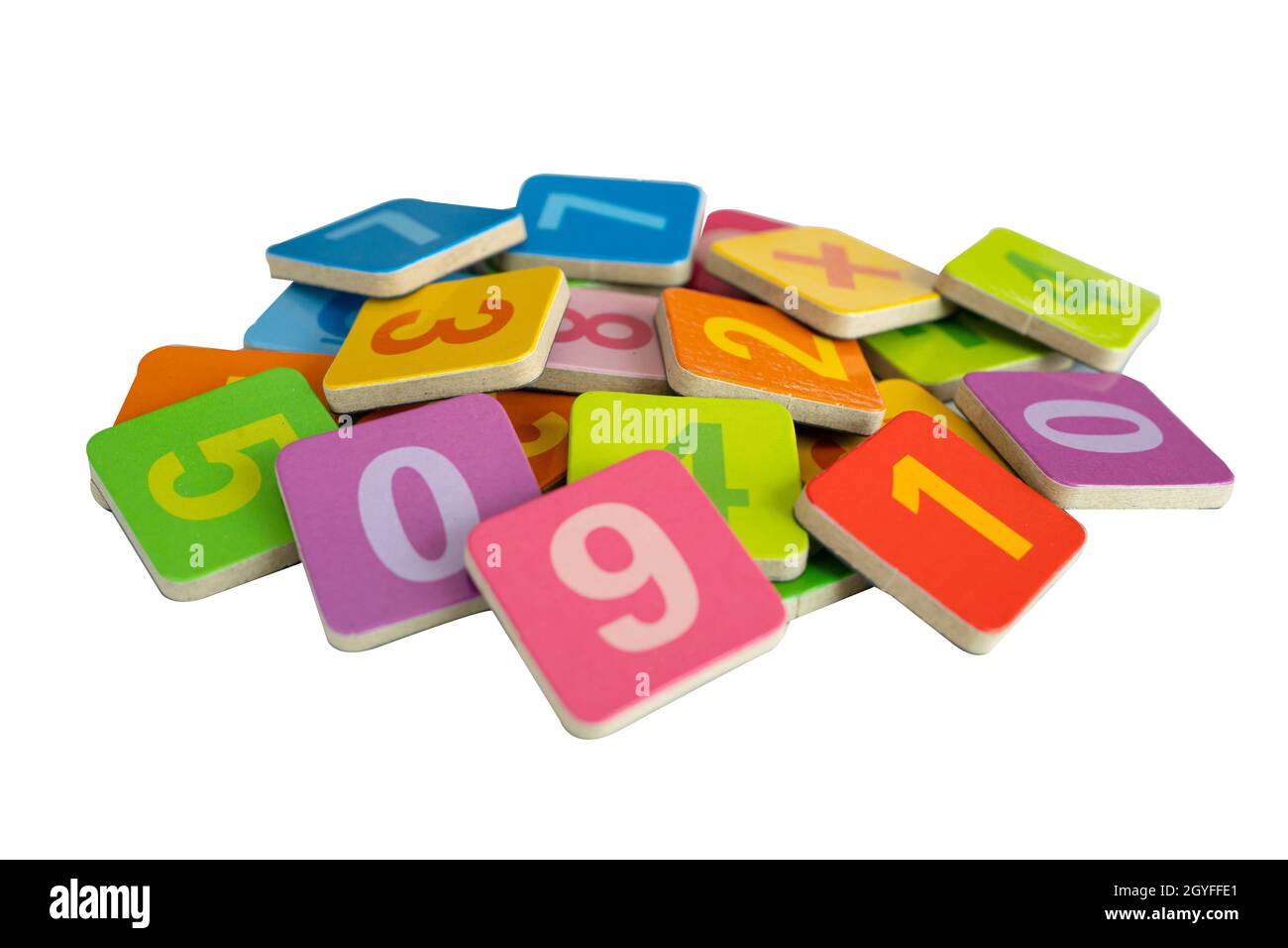 Math number colorful on white background, education study mathematics ...