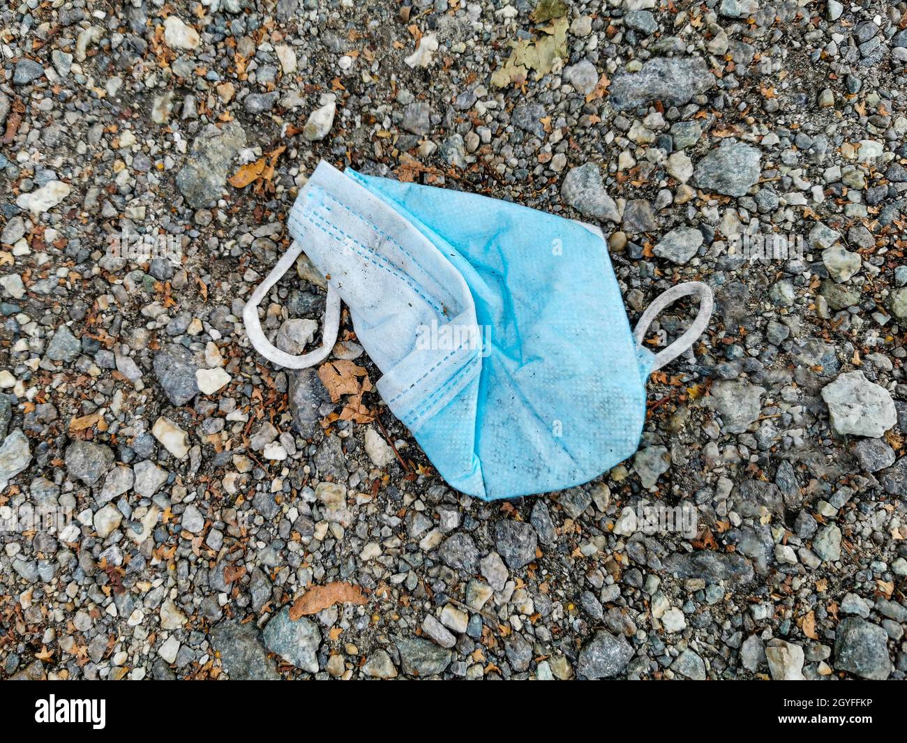 Surgical blue masks in nature. Corona virus pollution. Covid19 Stock ...