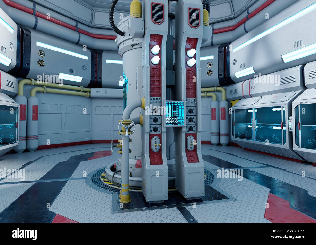 3D rendering of a science fiction laboratory interior Stock Photo - Alamy