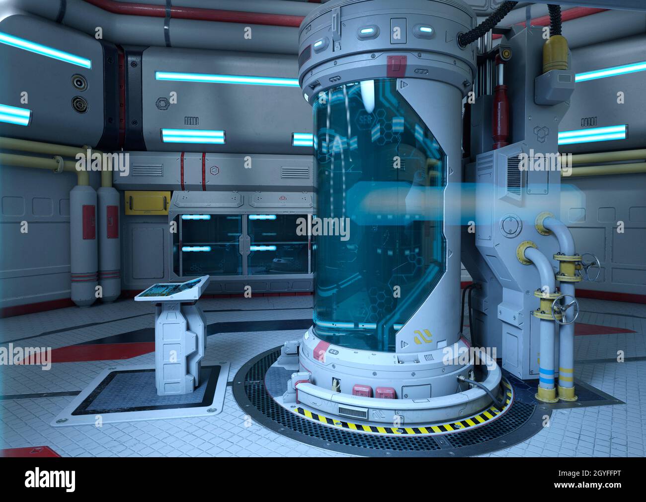 3D rendering of a science fiction laboratory interior Stock Photo - Alamy