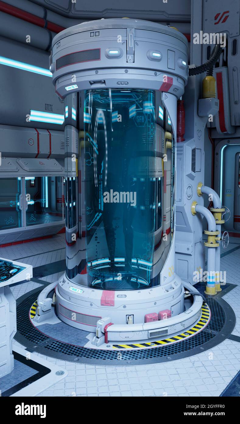 3D rendering of a science fiction laboratory interior Stock Photo - Alamy