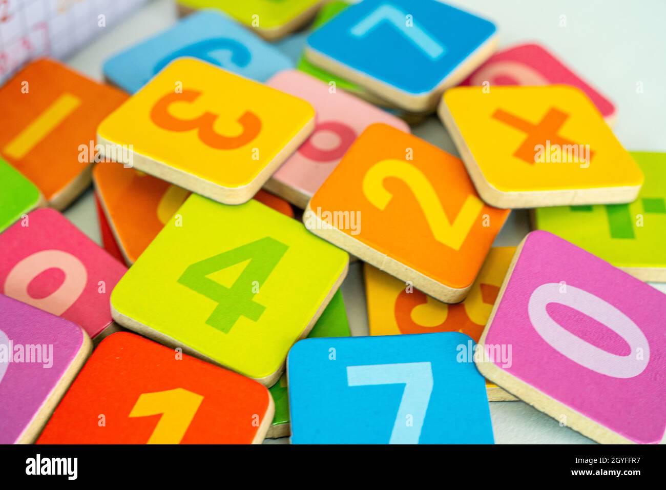 Math number colorful on white background, education study mathematics ...