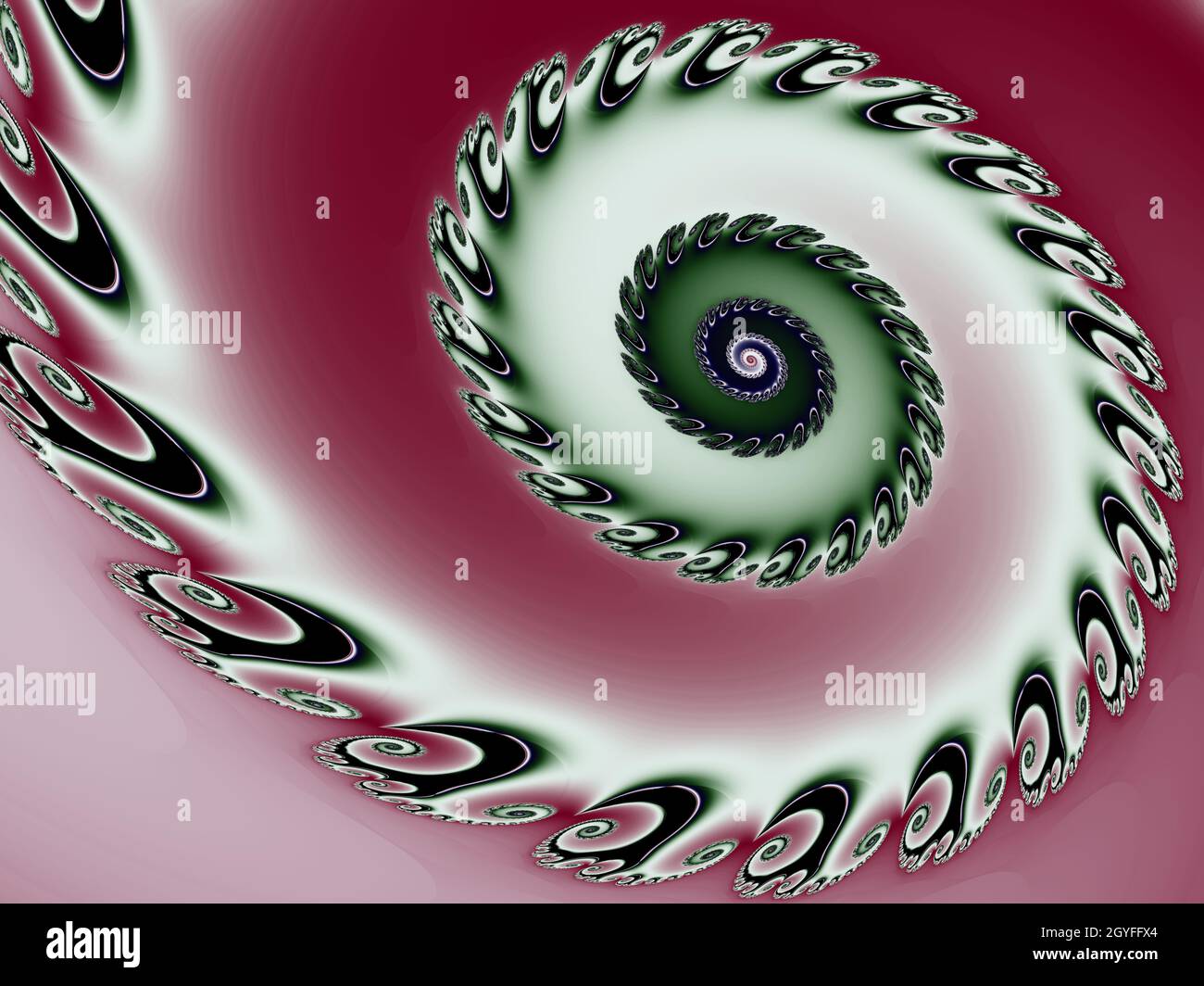 3D-Illustration of a zoom into an infinite mathematical fractal set ...