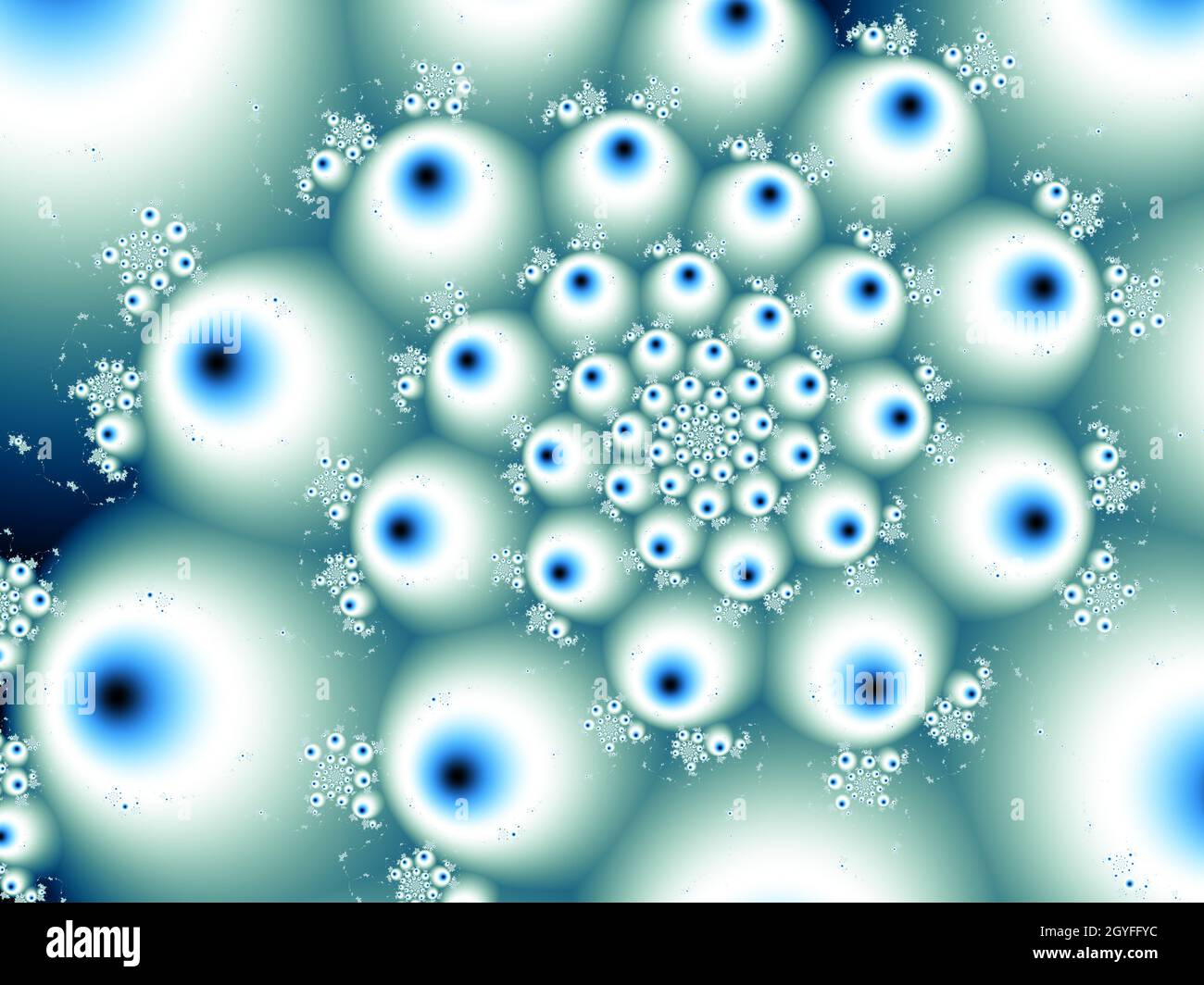 3D-Illustration of a zoom into an infinite mathematical fractal set ...