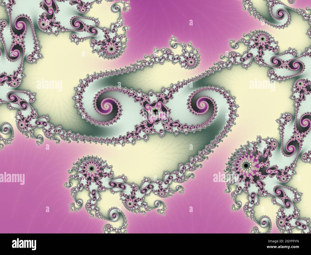 3D-Illustration of a zoom into an infinite mathematical fractal set ...