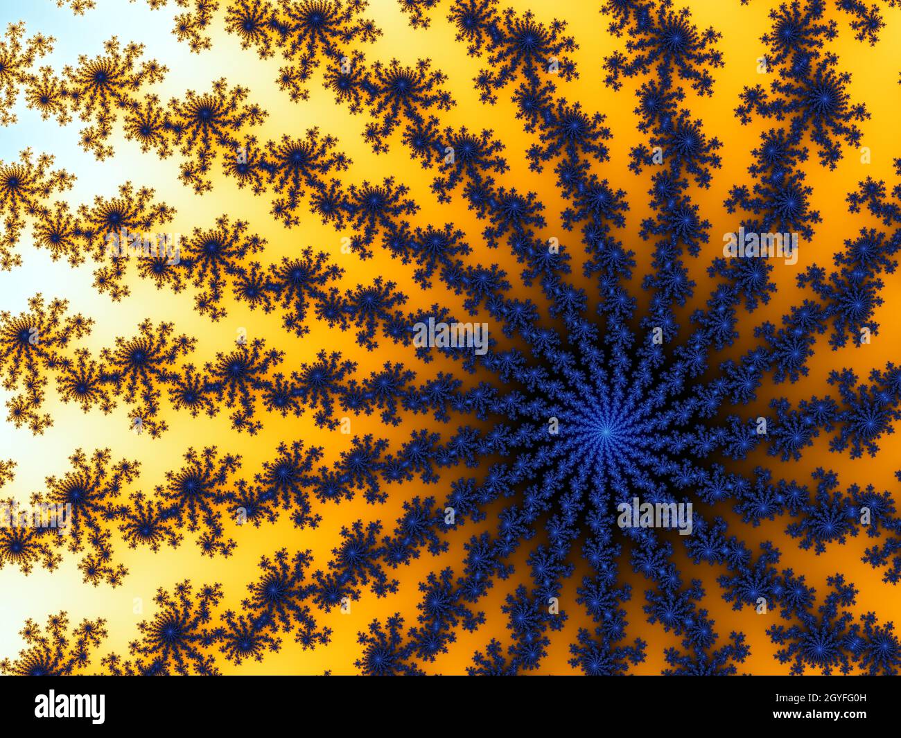 3D-Illustration of a zoom into an infinite mathematical fractal set ...