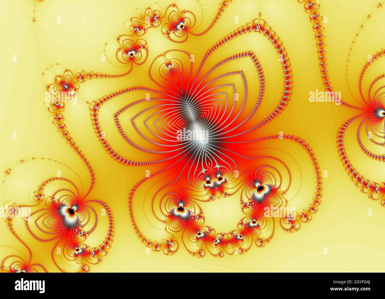 3D-Illustration of a zoom into an infinite mathematical fractal set ...