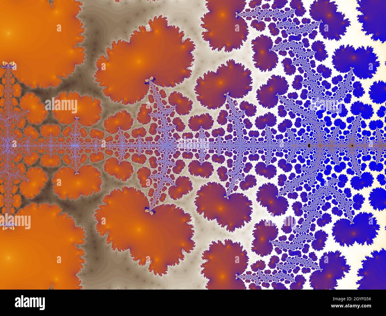 3D-Illustration of a zoom into an infinite mathematical fractal set ...