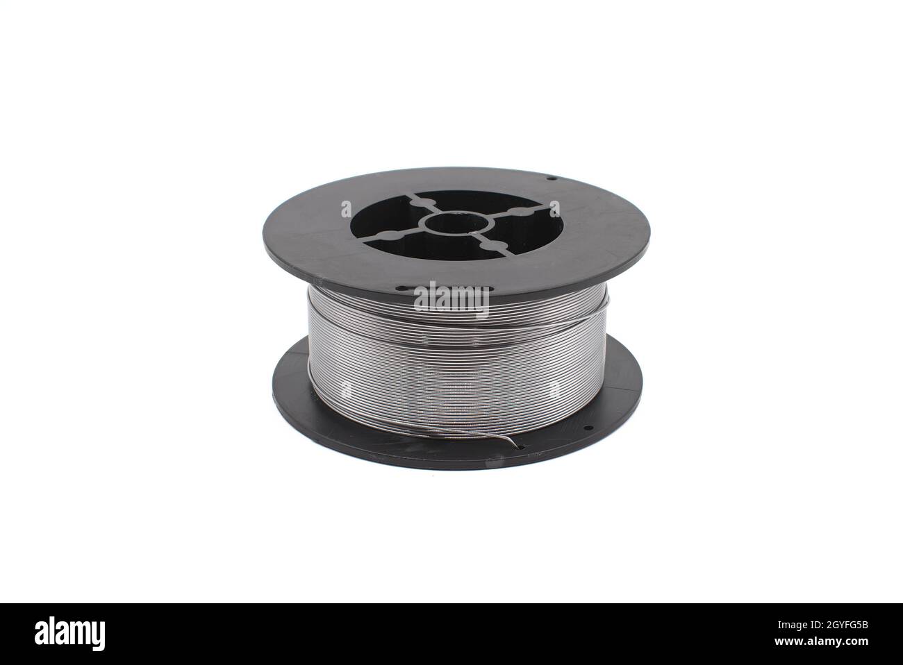 Flux cored welding wire for gasless welding isolated on white ...