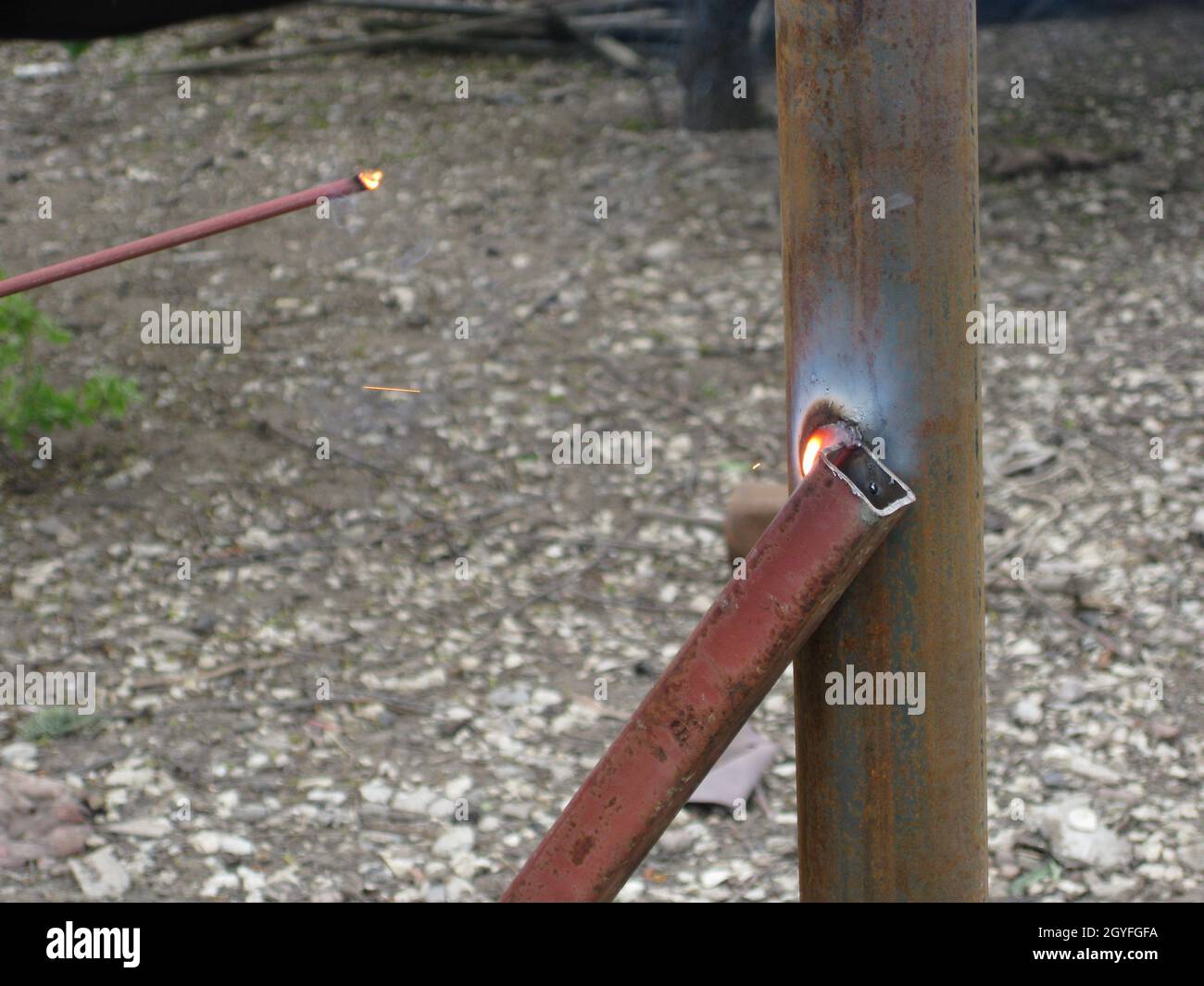 Welding of steel square pipe electric welding. The use of electric ...