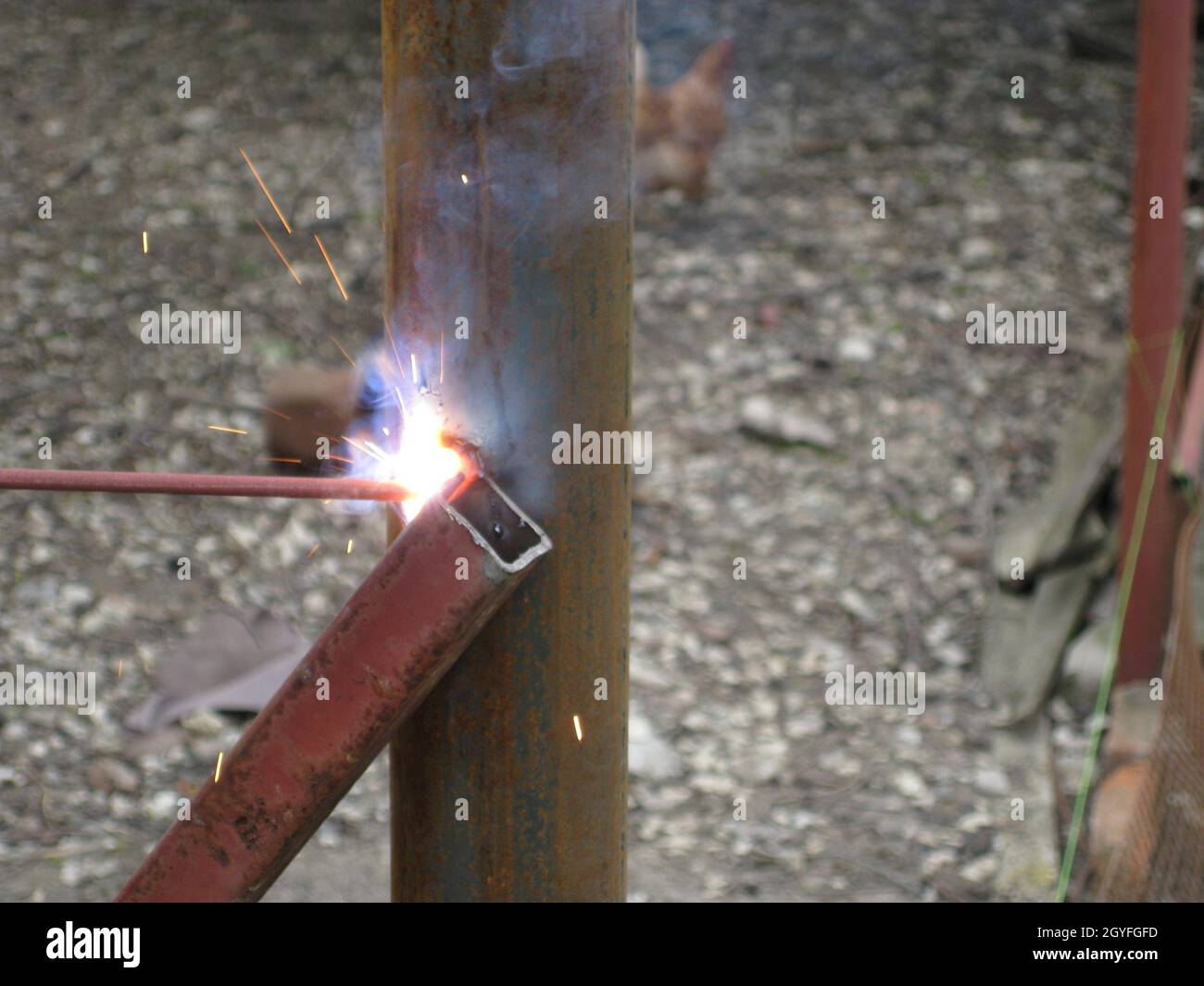 Welding of steel square pipe electric welding. The use of electric ...