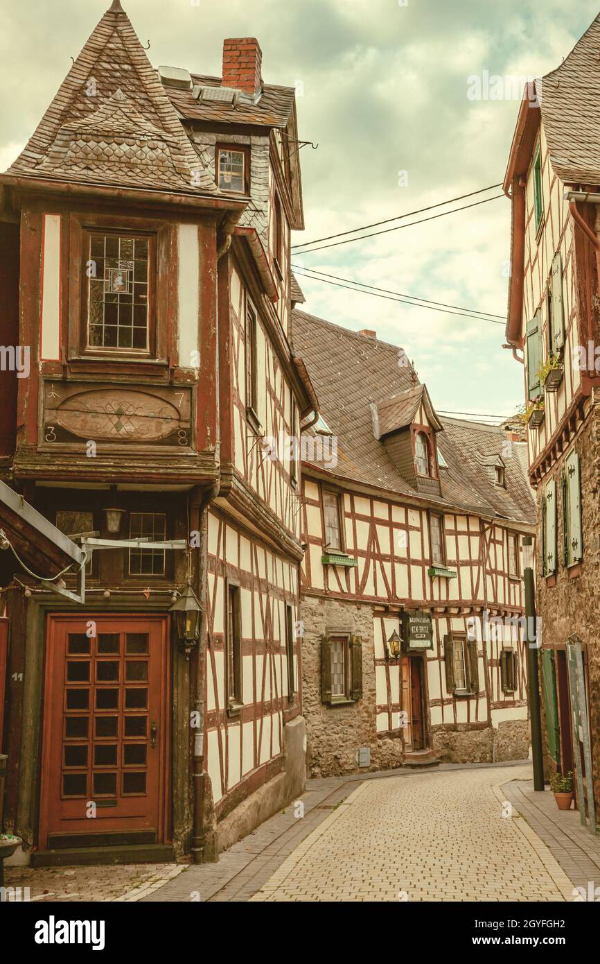 Braubach, Germany August 2021: detailed view of the city of Braubach ...