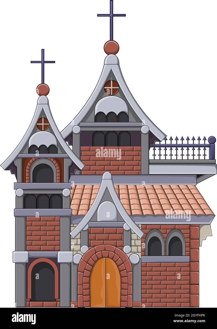 Haunted church building isolated on white background Stock Vector Image ...