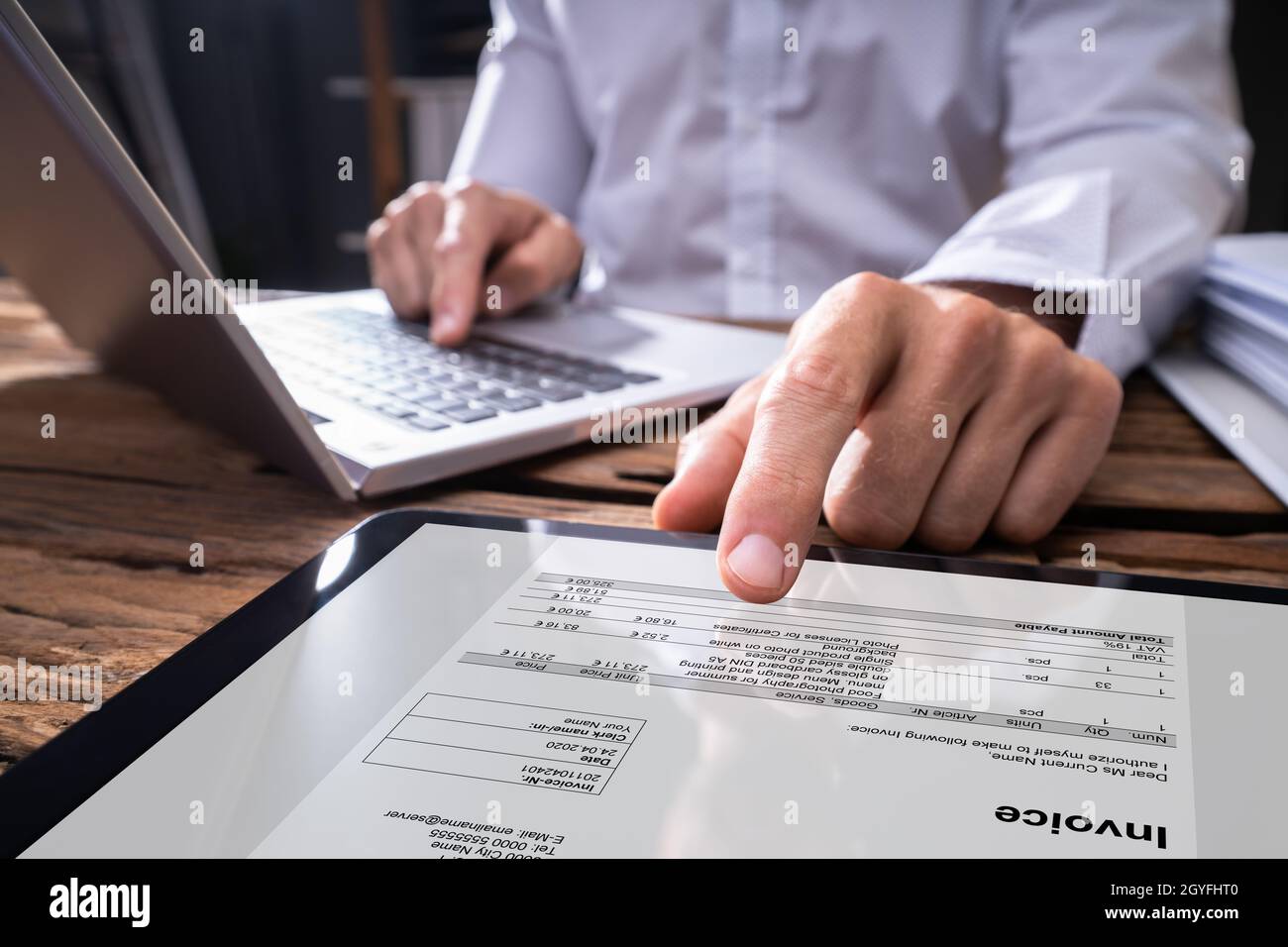 E Invoice Accounting Software. Finance Audit Or Laptop Stock Photo - Alamy
