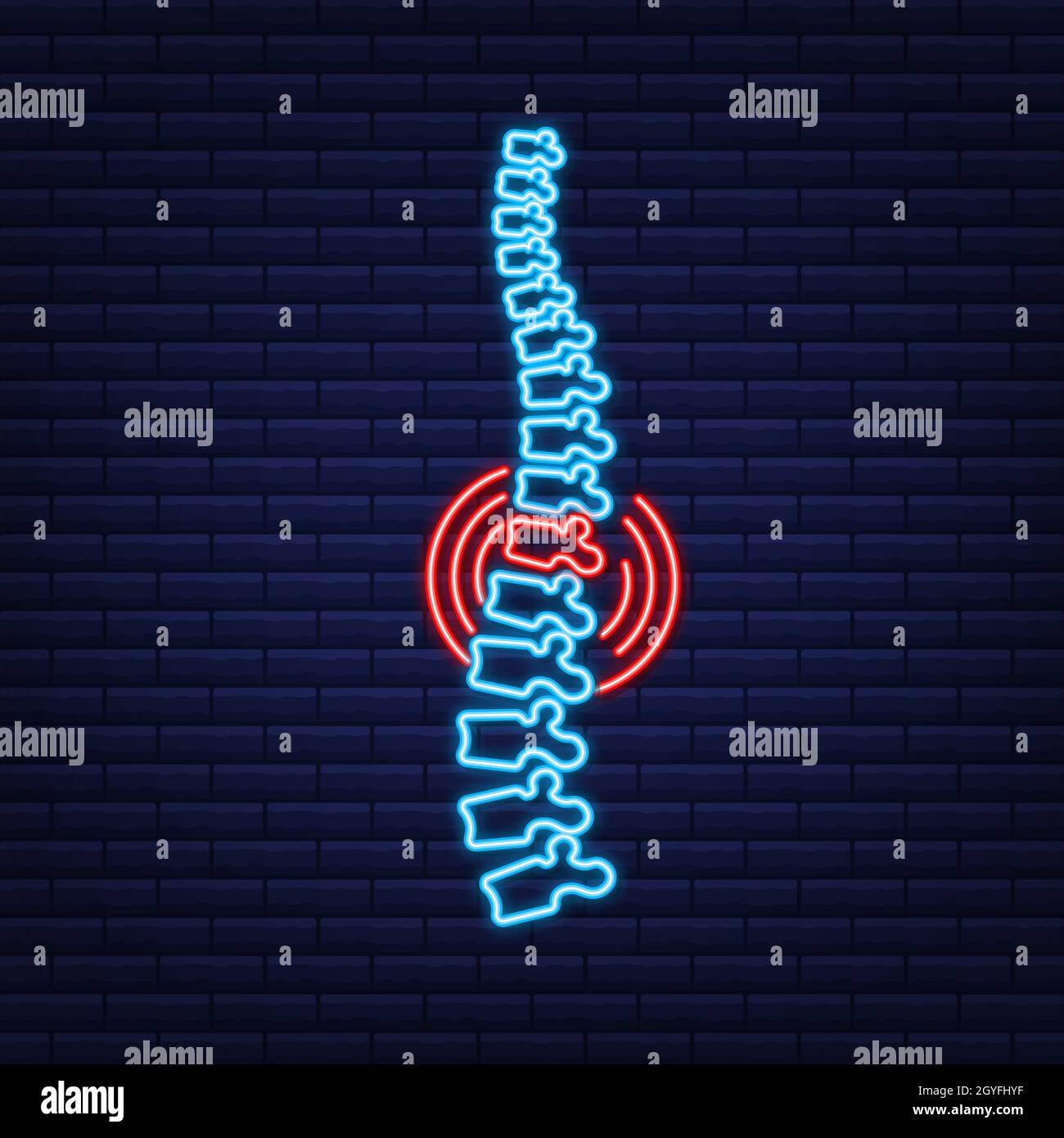 Neon Spine human graphic icon. Human anatomy. Vector stock illustration ...