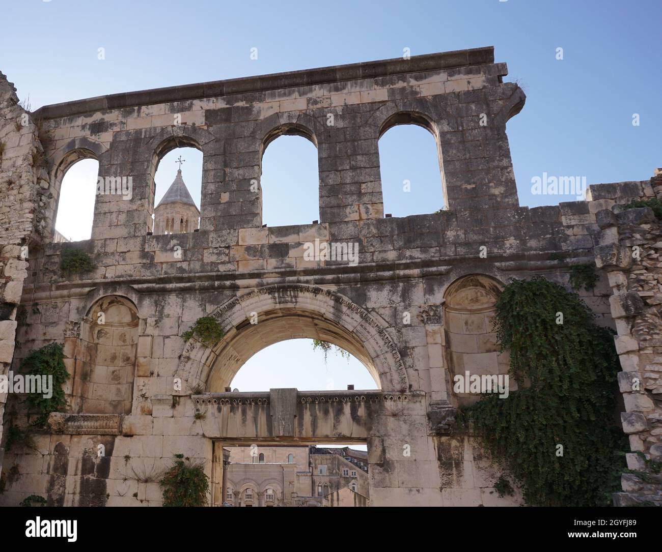 City wall, city gate - part of Diocletian's Palace, Split, Croatia 2020 ...