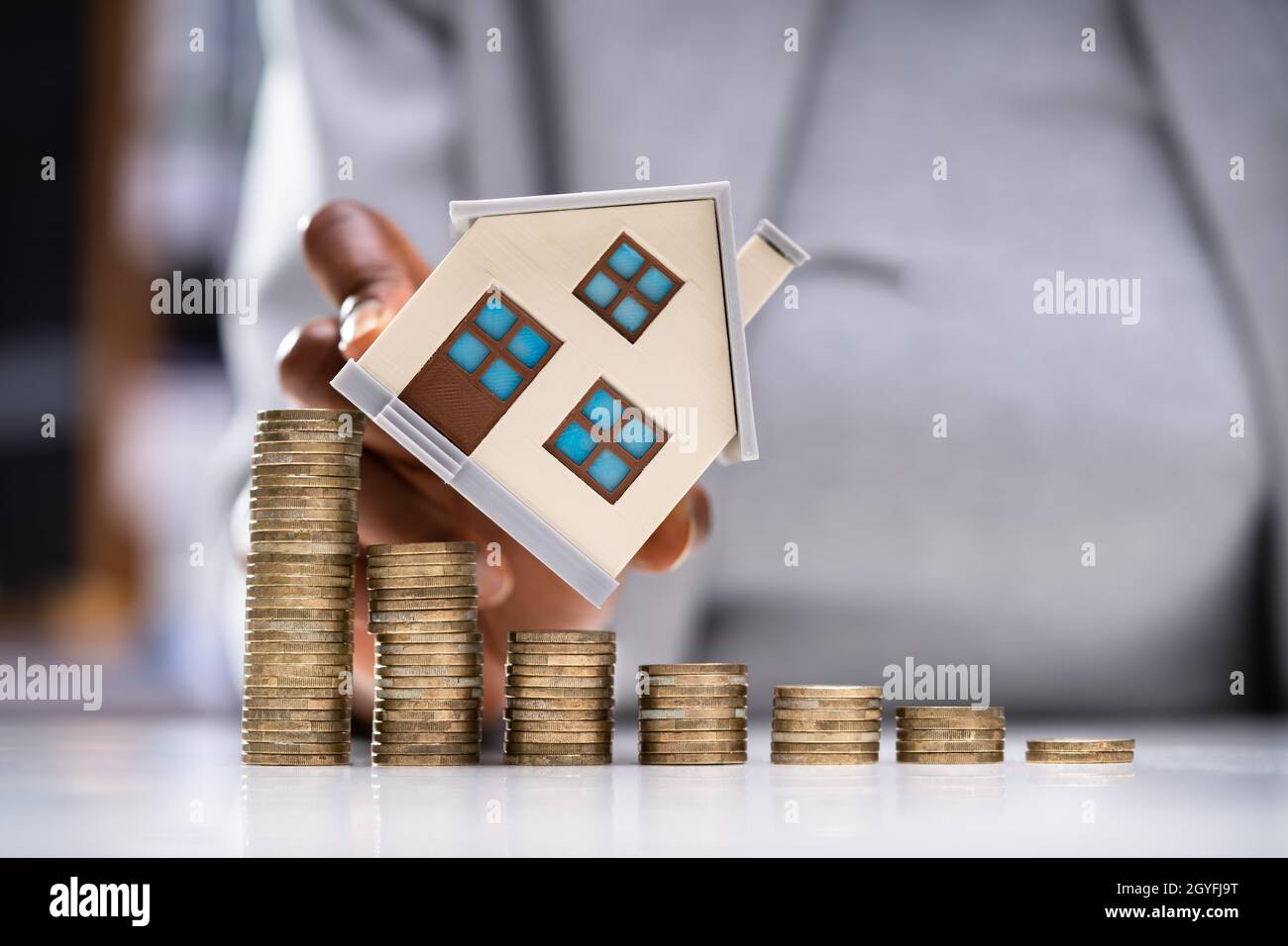 Real Estate Property Value Decrease And Price Fall Stock Photo - Alamy