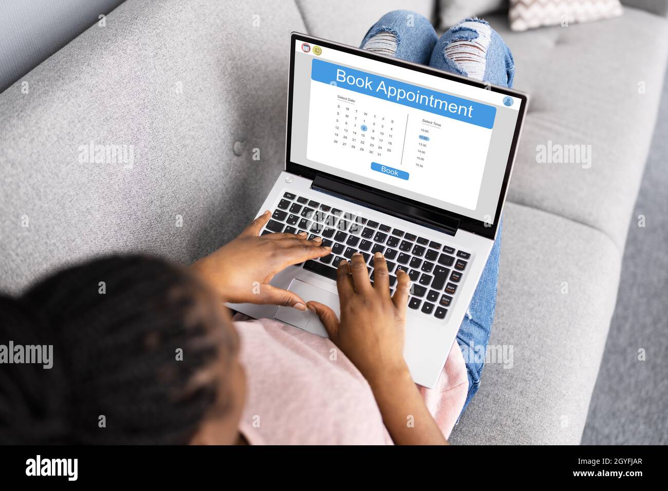 Booking Meeting Calendar Appointment On Laptop Online Stock Photo - Alamy