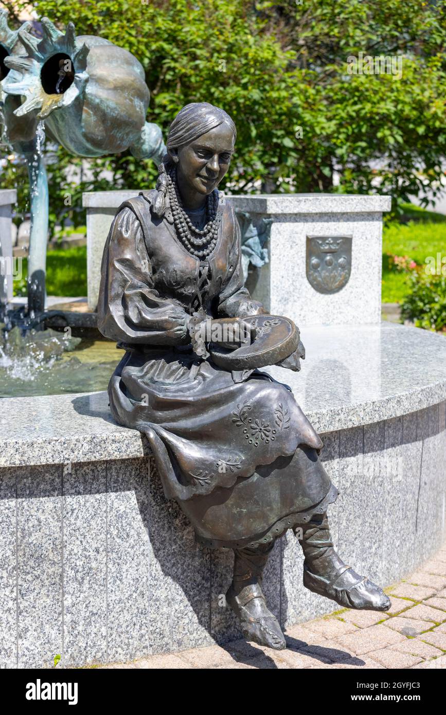 Makow Podhalanski, Poland - August 7, 2021: Monument to an embroiderer ...