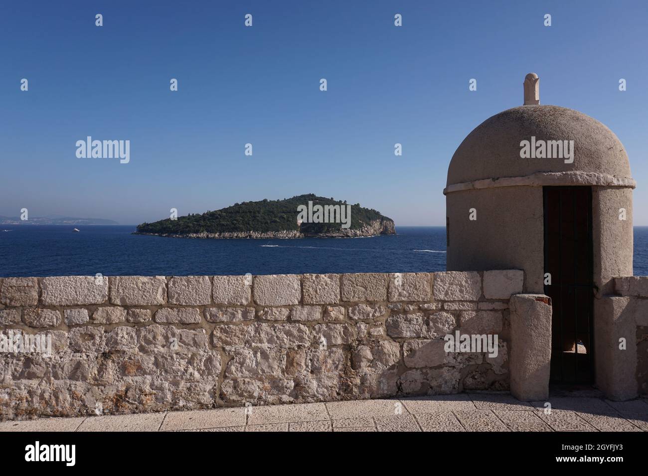 Small watchtower on Dubrovnik's famous City Walls, Croatia 2020 Stock ...
