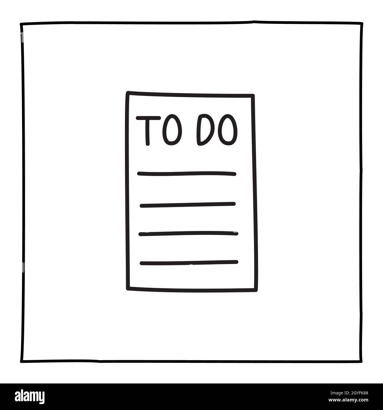 Doodle to-do list icon or logo, hand drawn with thin black line ...