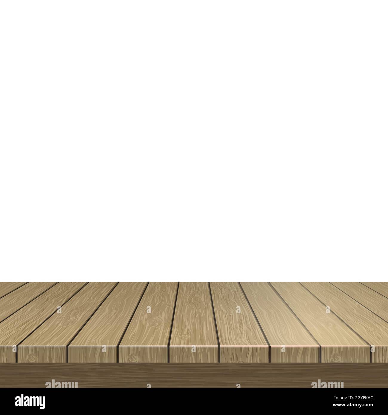 Large table top, wooden texture from boards, white background - Vector ...