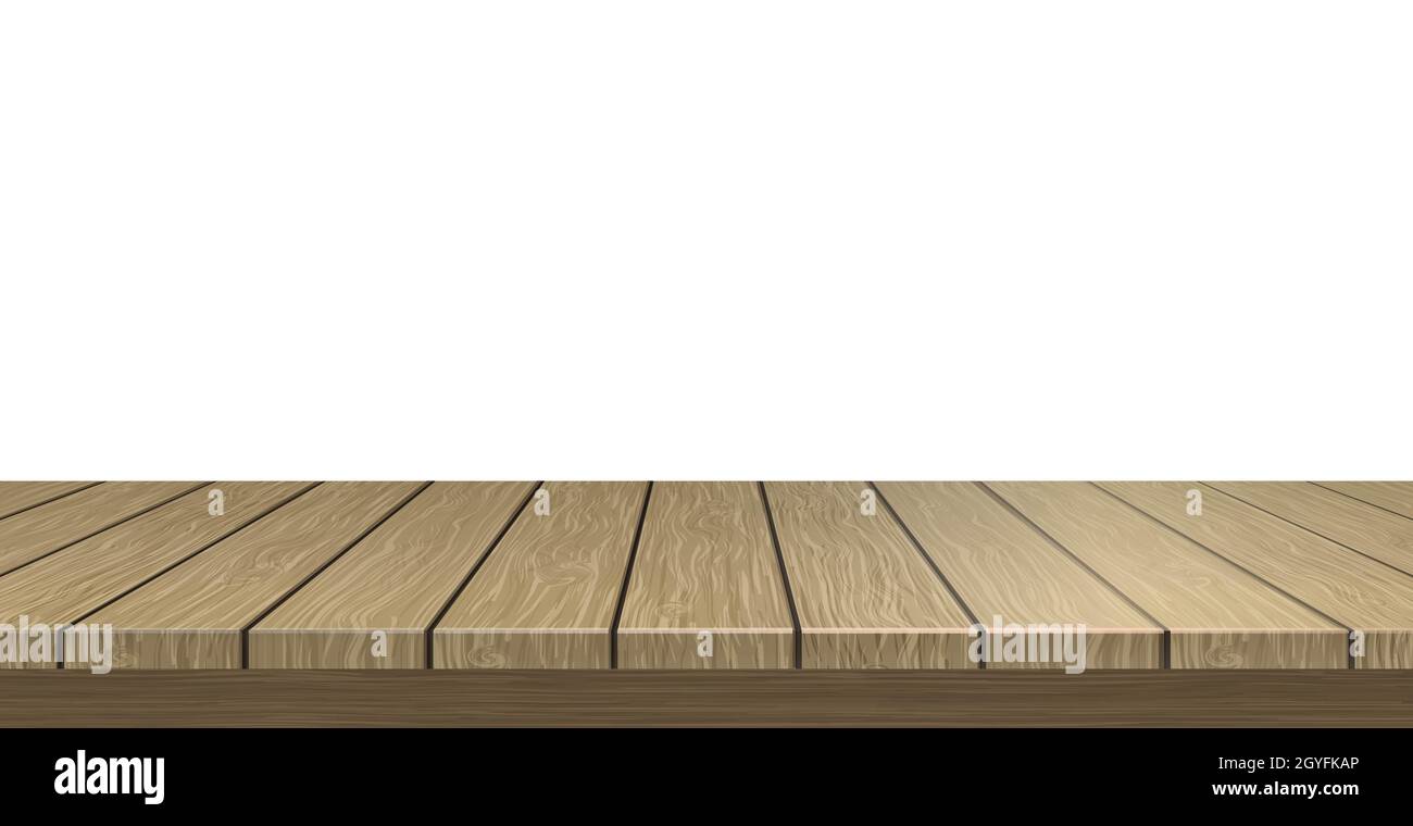 Large table top, wooden texture from boards, white background - Vector ...