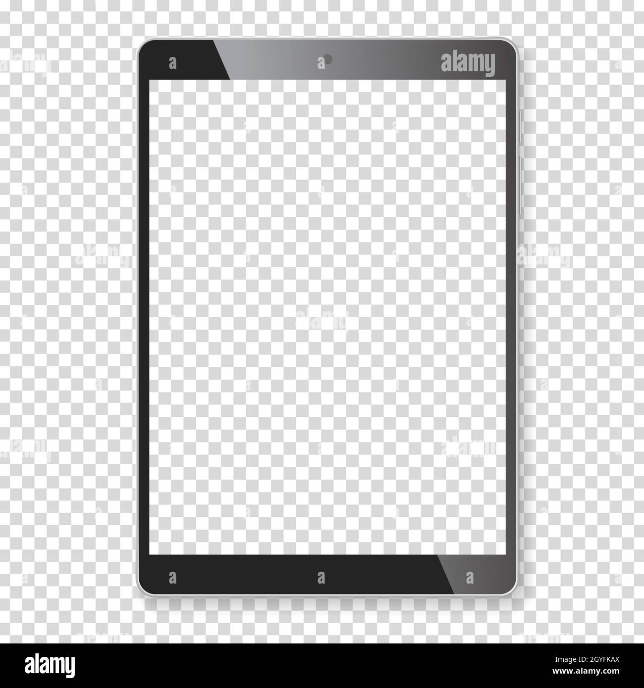 Realistic tablet portable pad computer. Contemporary black gadget ...