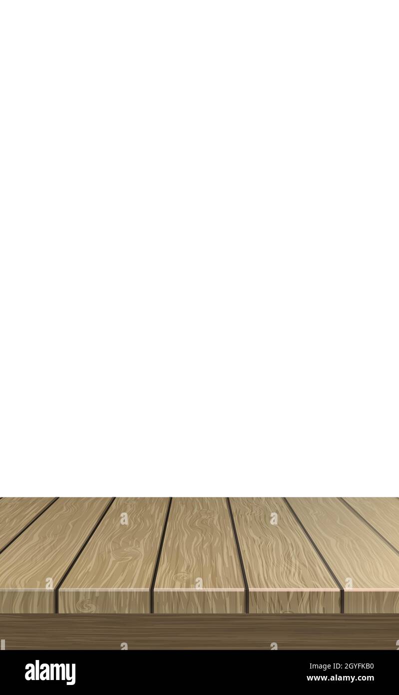 Large table top, wooden texture from boards, white background - Vector ...