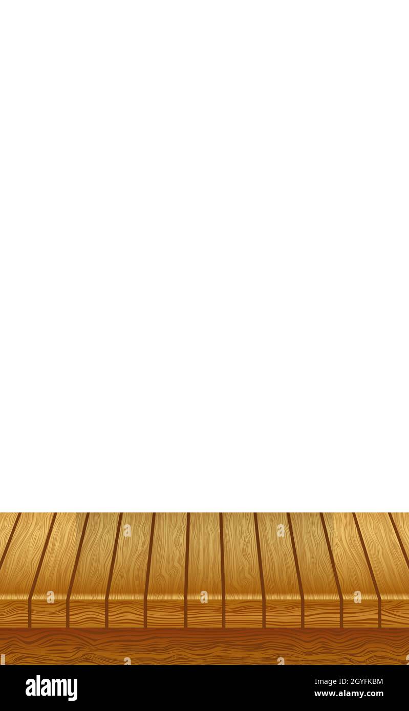 Large table top, wooden texture from boards, white background - Vector ...