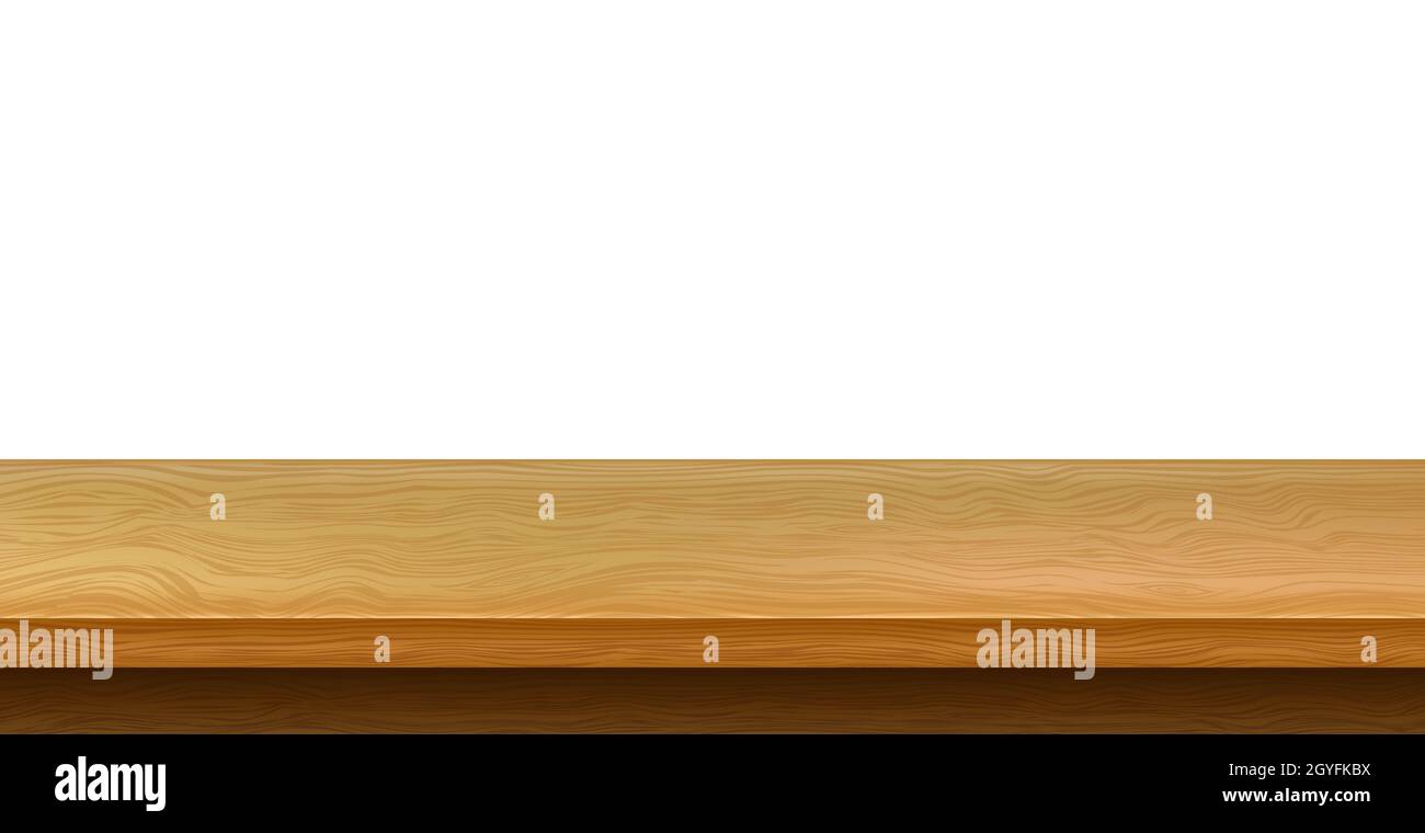 Large table top, wooden texture from boards, white background - Vector ...