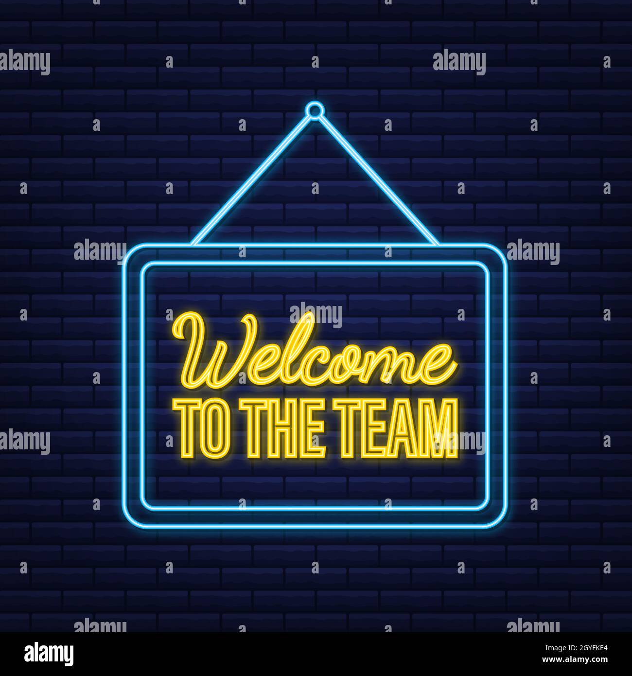 Welcome to the team written on label. Neon icon. Advertising sign ...