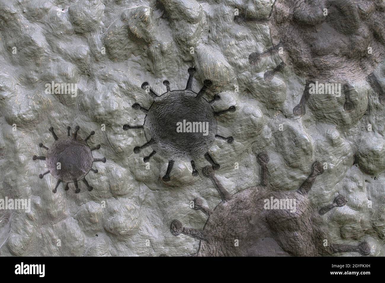Old stone and rock textures with some virus fossil virus visualization ...