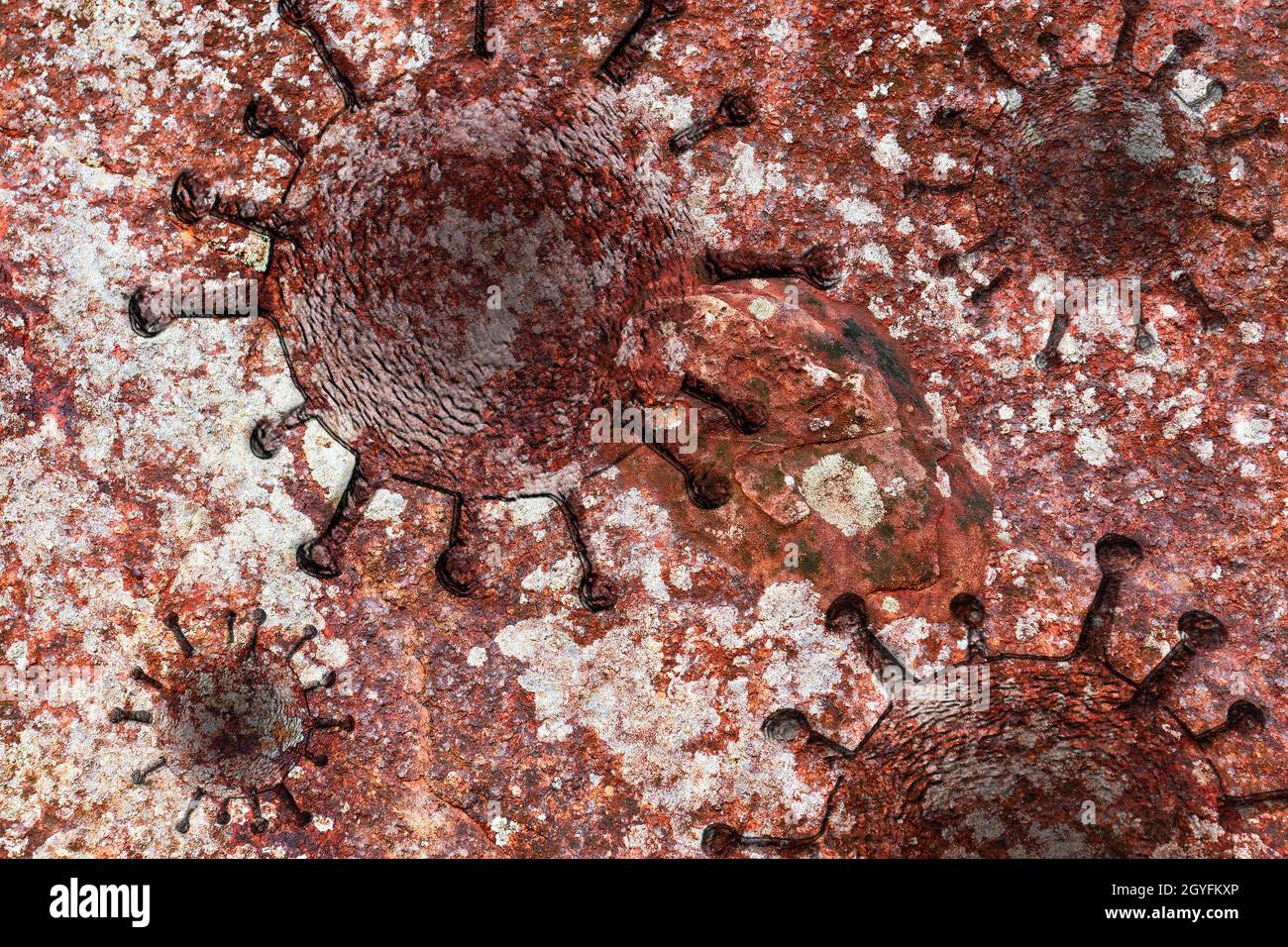 Old stone and rock textures with some virus fossil virus visualization ...