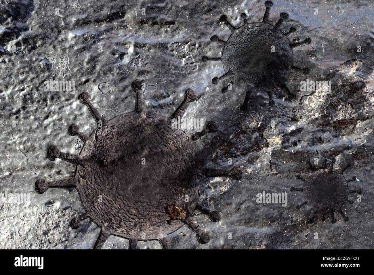 Old stone and rock textures with some virus fossil virus visualization ...