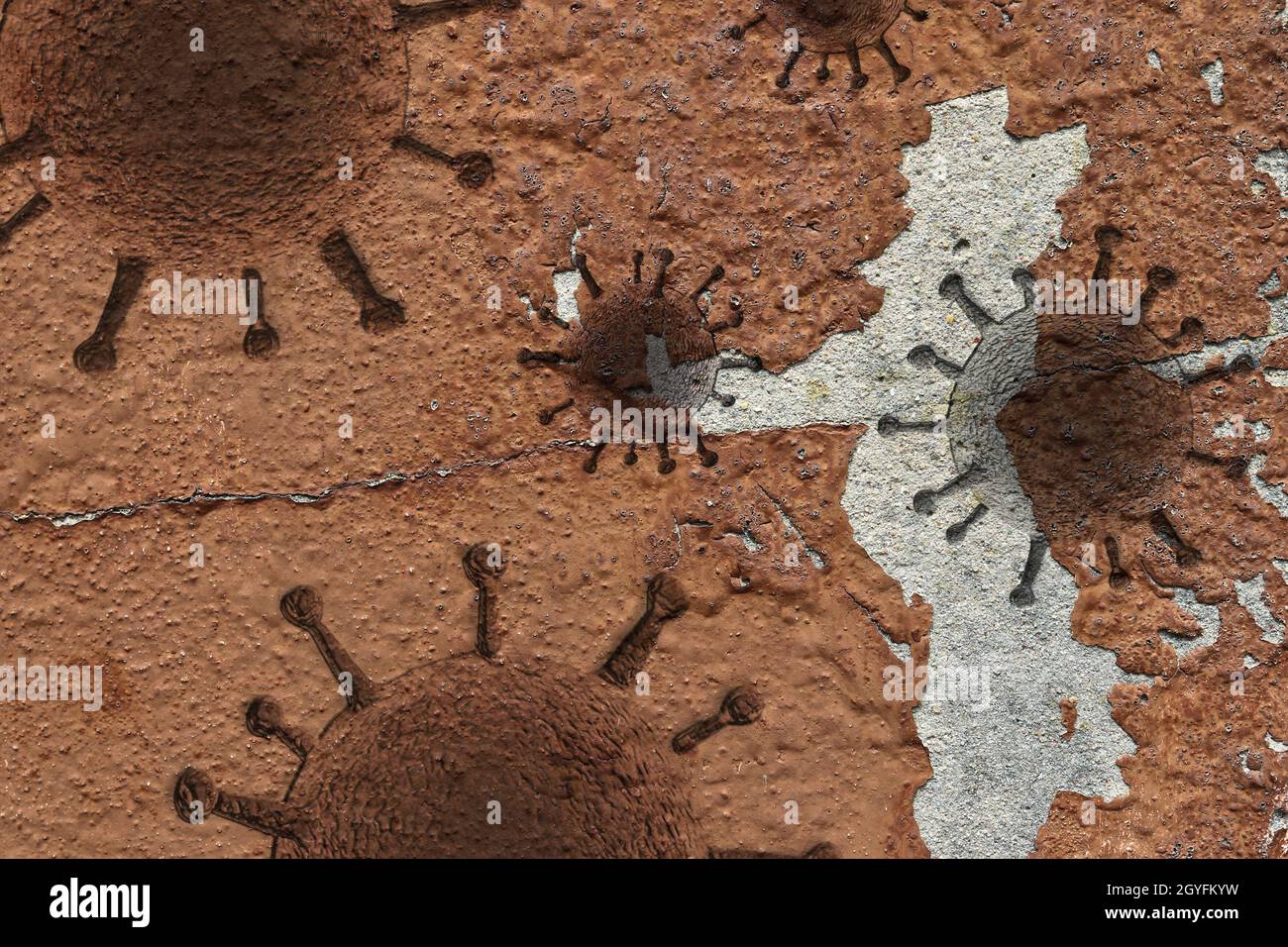 Old stone and rock textures with some virus fossil virus visualization ...