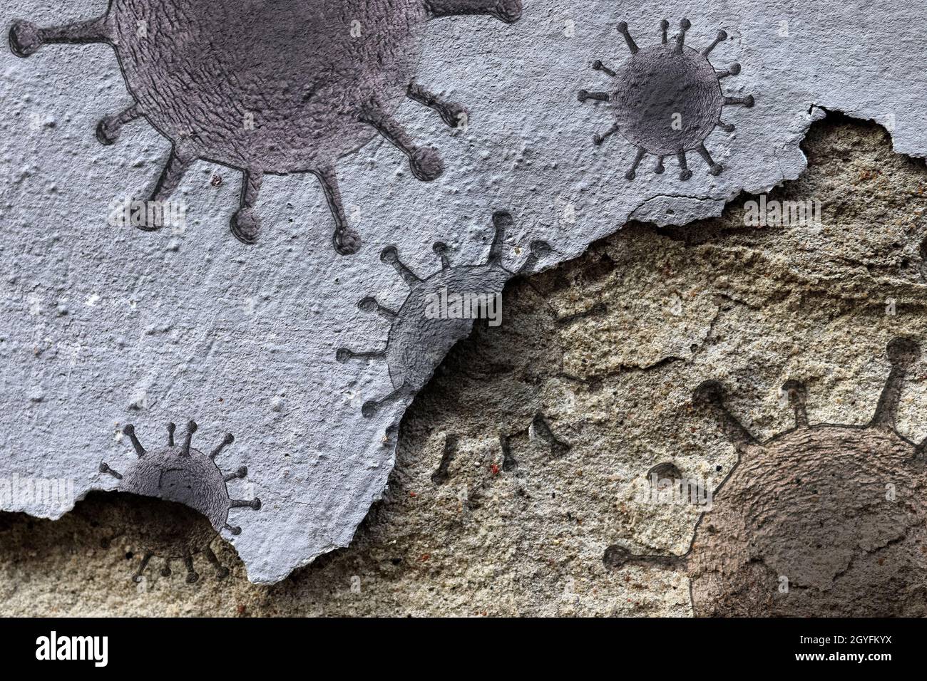 Old stone and rock textures with some virus fossil virus visualization ...