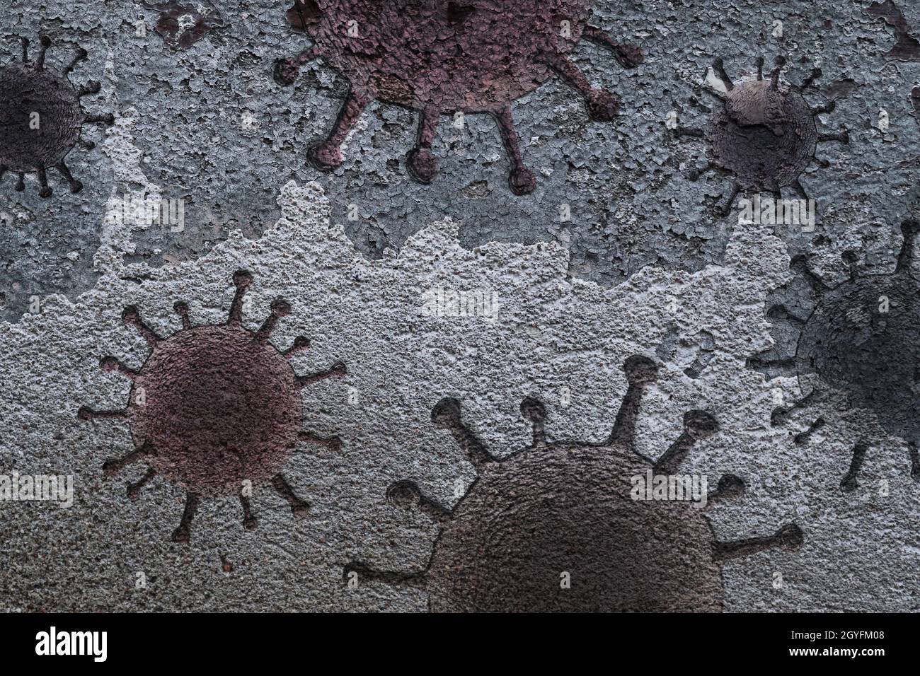 Old stone and rock textures with some virus fossil virus visualization ...
