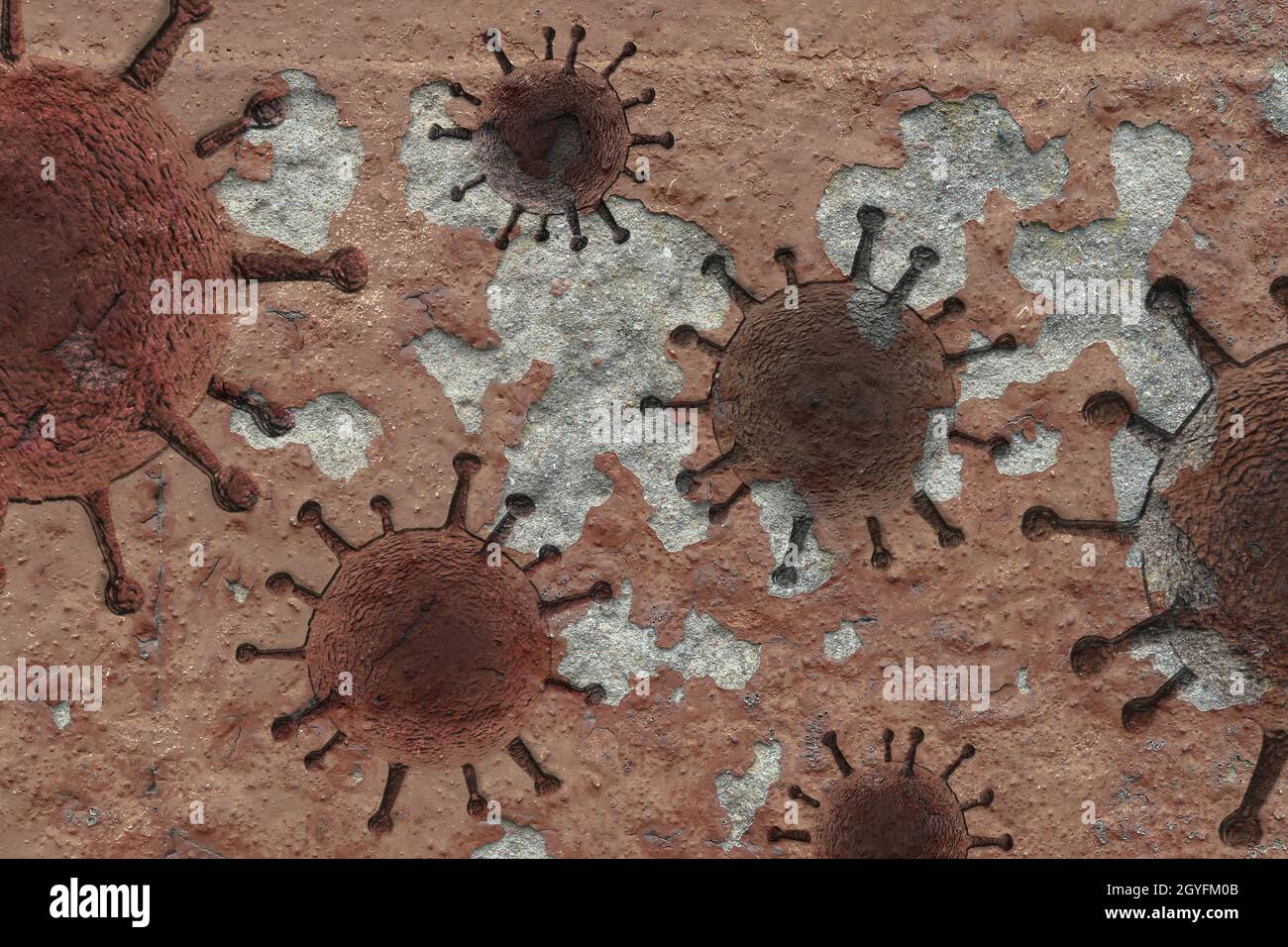 Old stone and rock textures with some virus fossil virus visualization ...