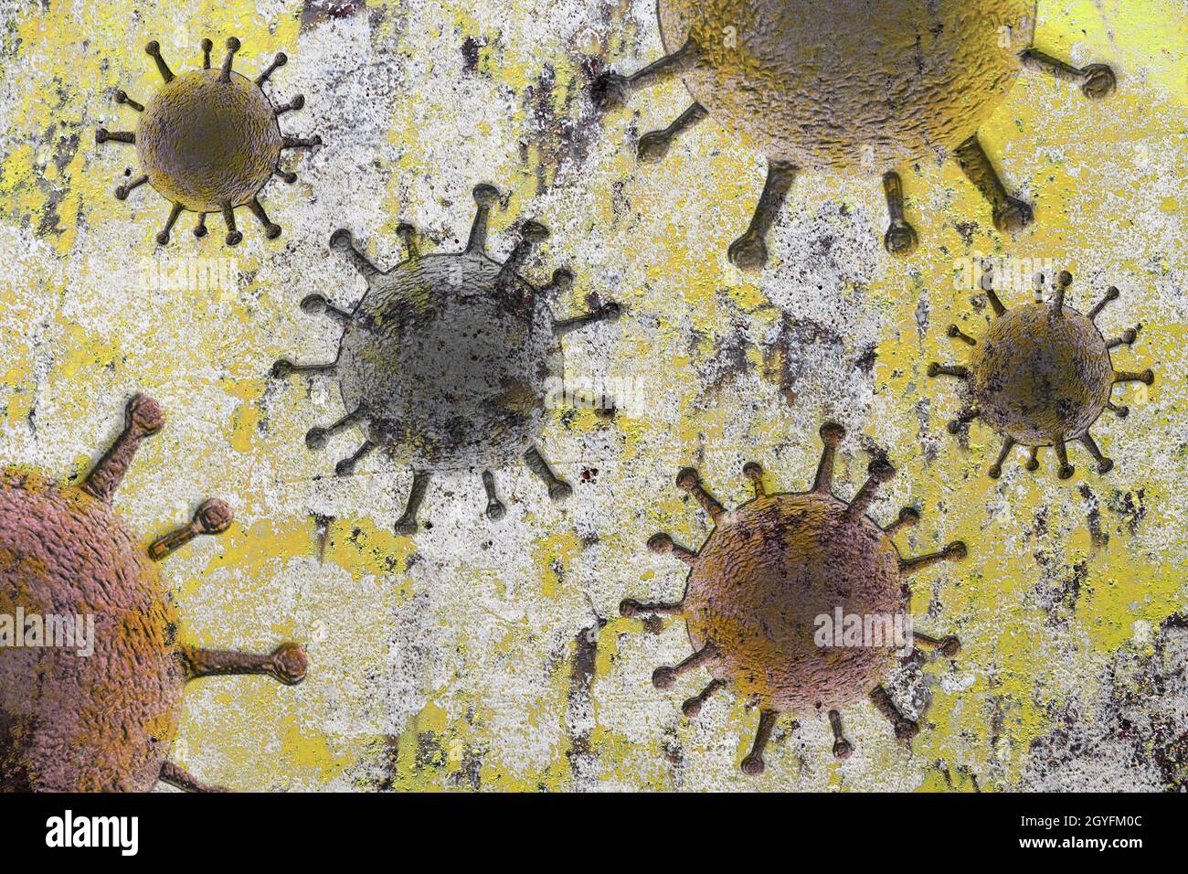 Old stone and rock textures with some virus fossil virus visualization ...