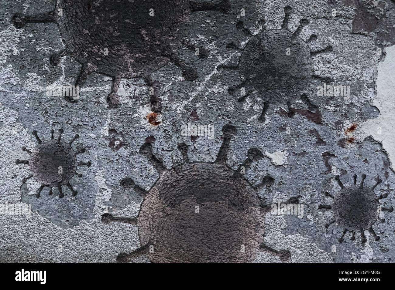 Old stone and rock textures with some virus fossil virus visualization ...