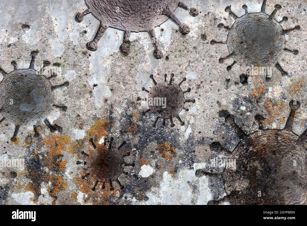 Old stone and rock textures with some virus fossil virus visualization ...