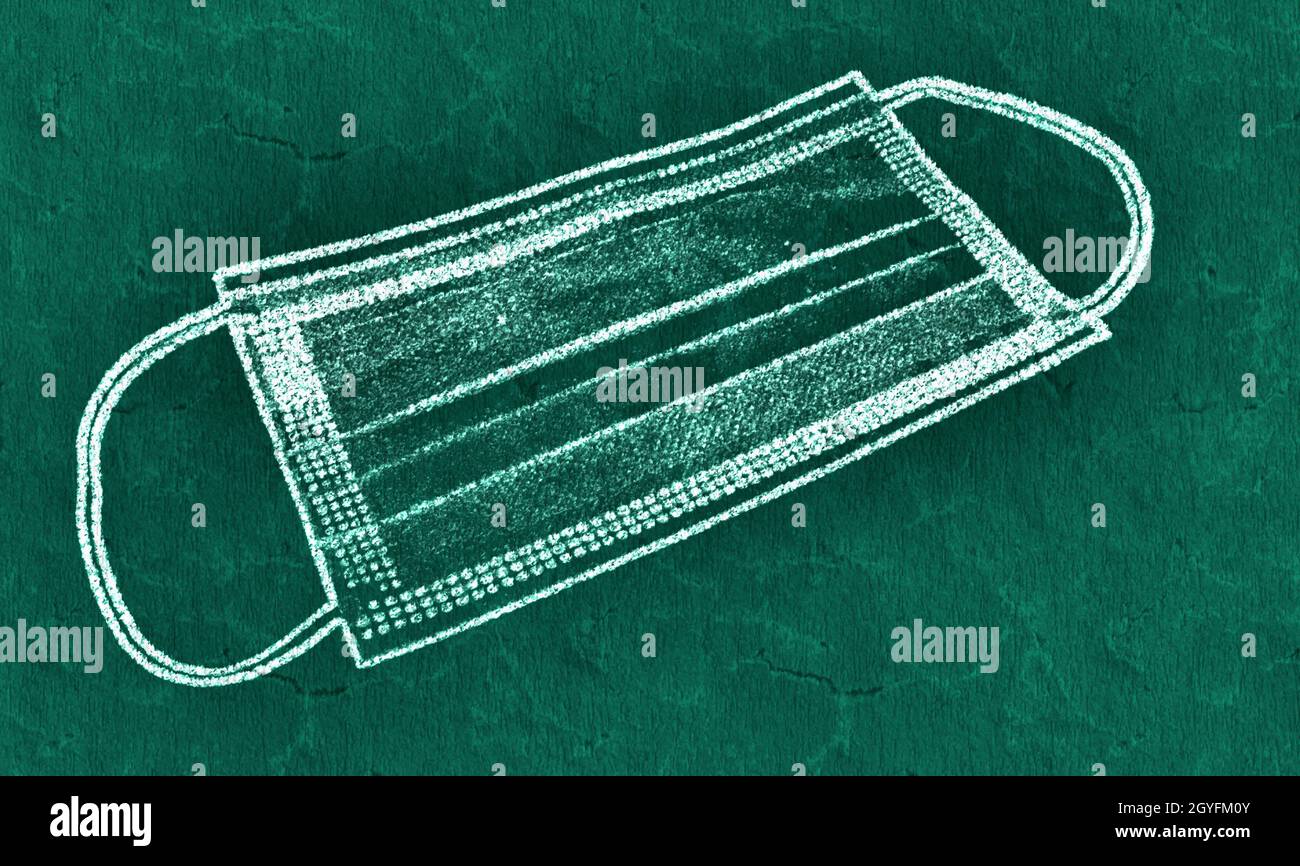3D-Illustration of a chalk blackboard in school showing a medical virus ...