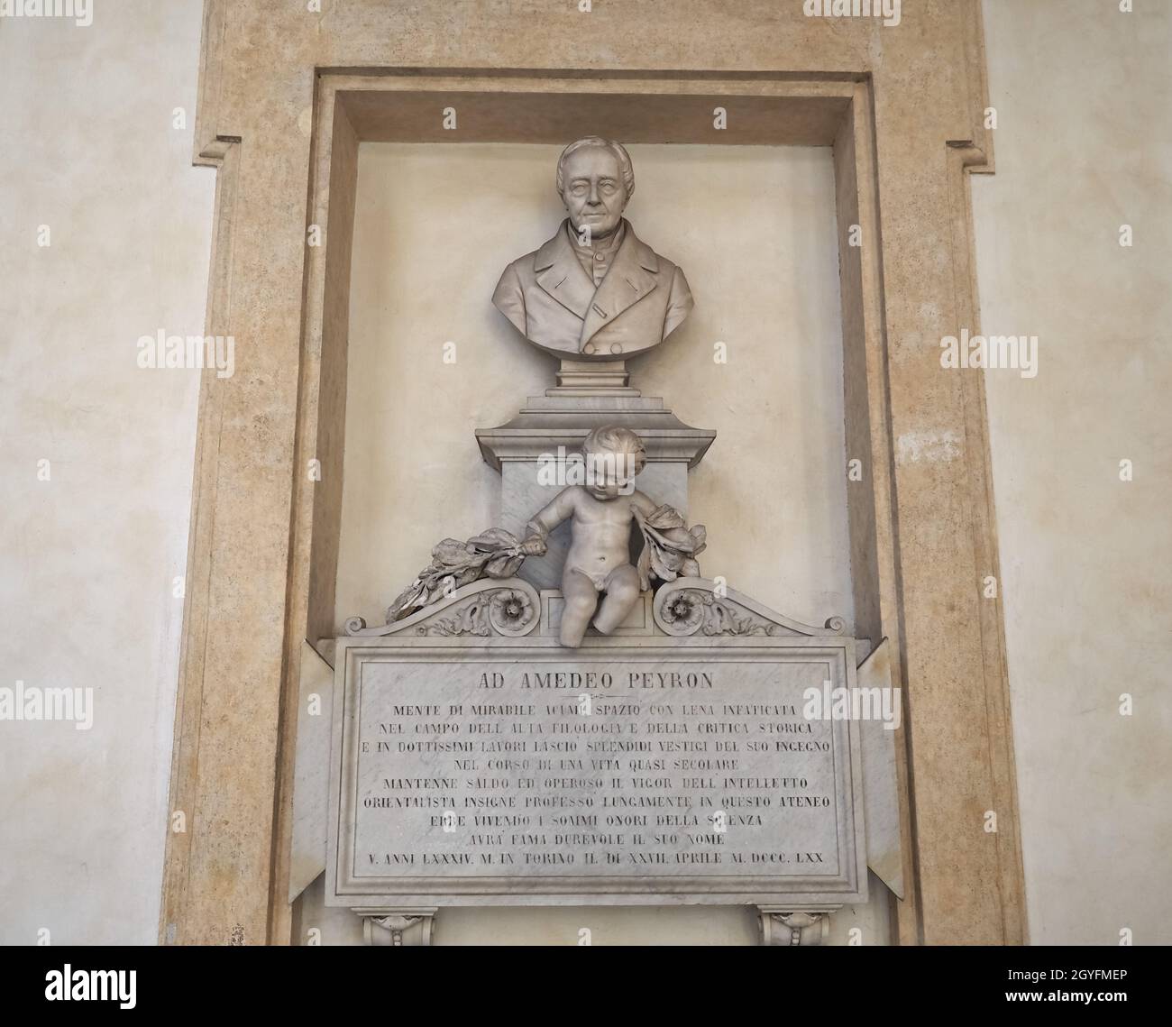 TURIN, ITALY - CIRCA AUGUST 2021: Statue of Amedeo Peyron at Turin ...