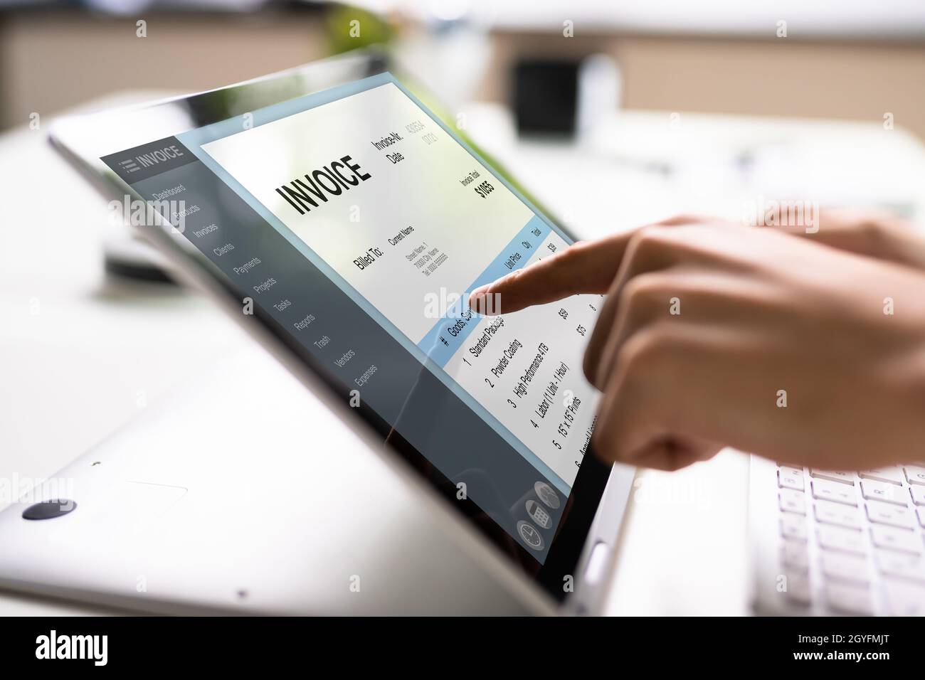 E Invoice On Laptop. Online Electronic Bill Management Stock Photo - Alamy